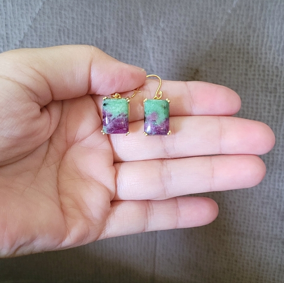 Shivam | Jewelry | Shivam Rectangular Ruby Ziosite Earrings | Poshmark